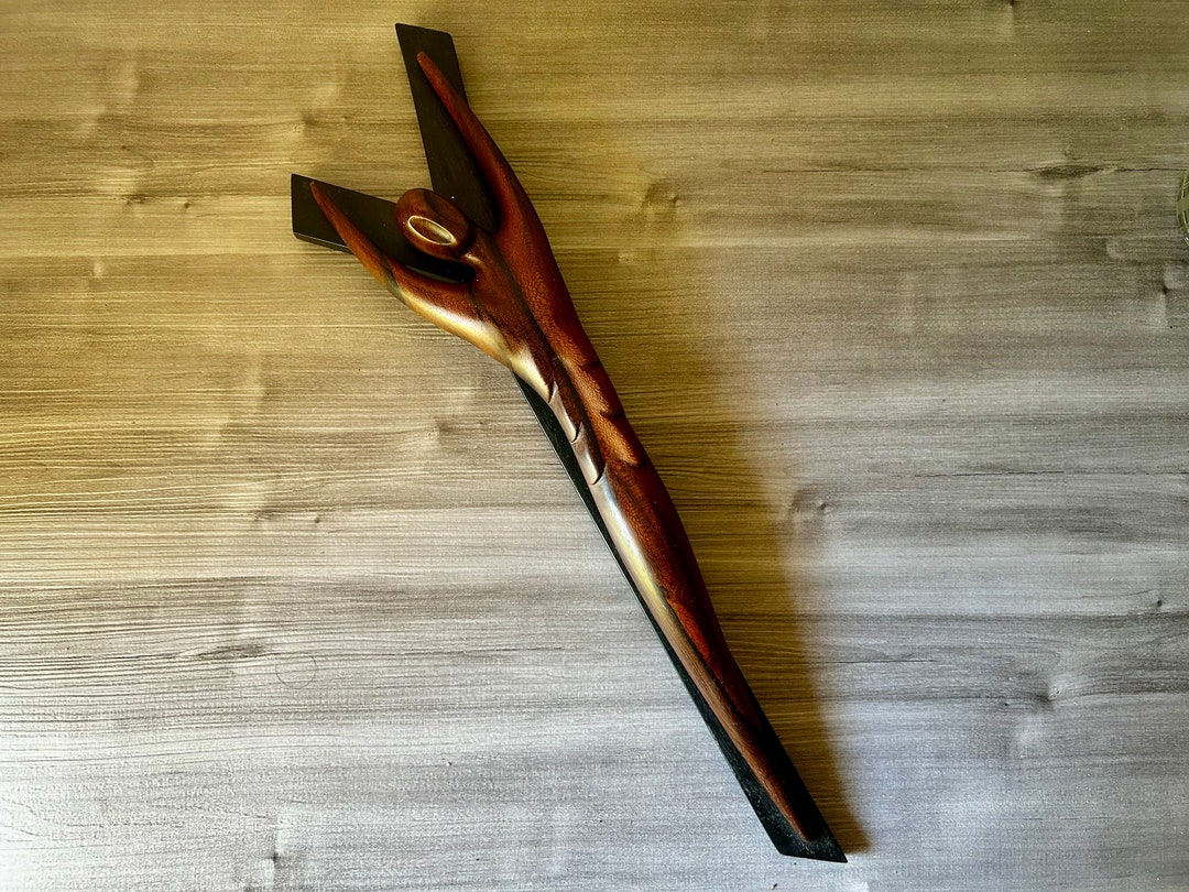 Vintage Mid Century Abstract Carved Hardwood Crucifix, Corpus of Christ ...
