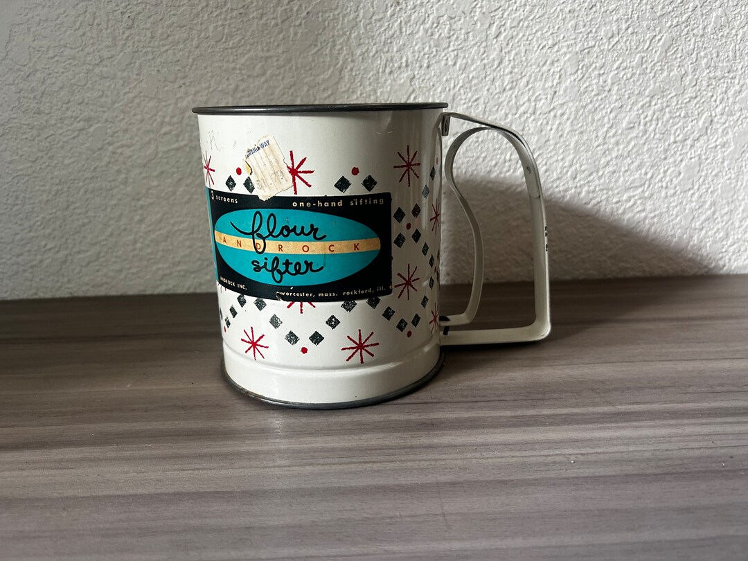 Vintage Androck Hand-i-sift 3 Screen Metal Flour Sifter, Retro Red ...