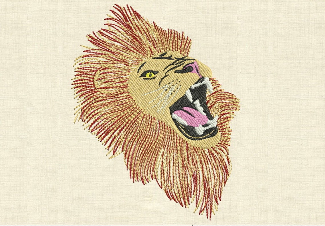 Machine embroidery designs Lion head | Etsy