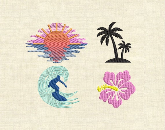 Mini Machine Embroidery Design Summer Set - Etsy