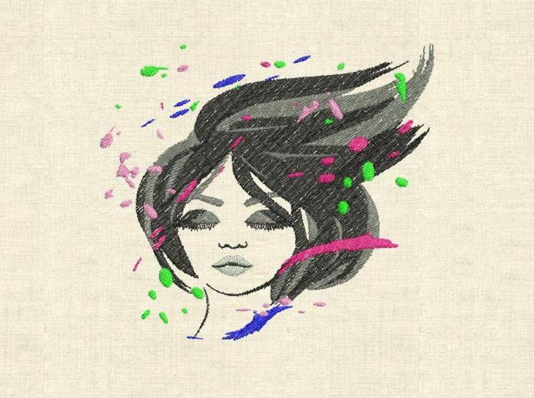 Machine Embroidery Design Woman Girl Splash of Colors - Etsy