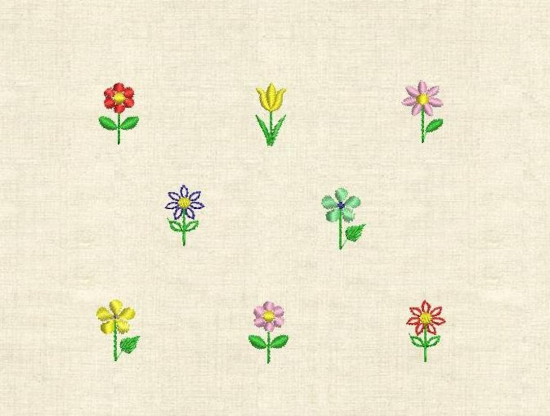 Mini Flowers Set of 12 Tiny Machine Embroidery Designs Flower - Etsy