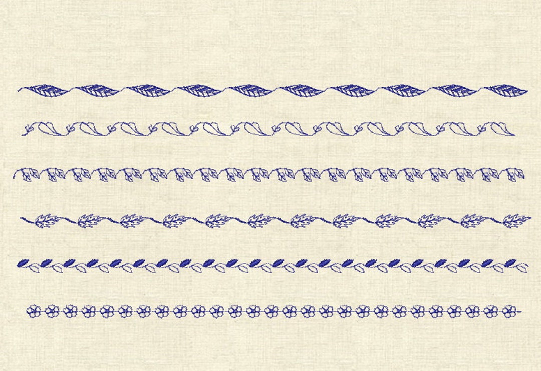 Set of 6 Tiny Endless Borders Machine Embroidery Designs Tiny Leaves ...