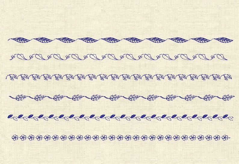 Set of 6 Tiny Endless Borders Machine Embroidery Designs Tiny Leaves ...