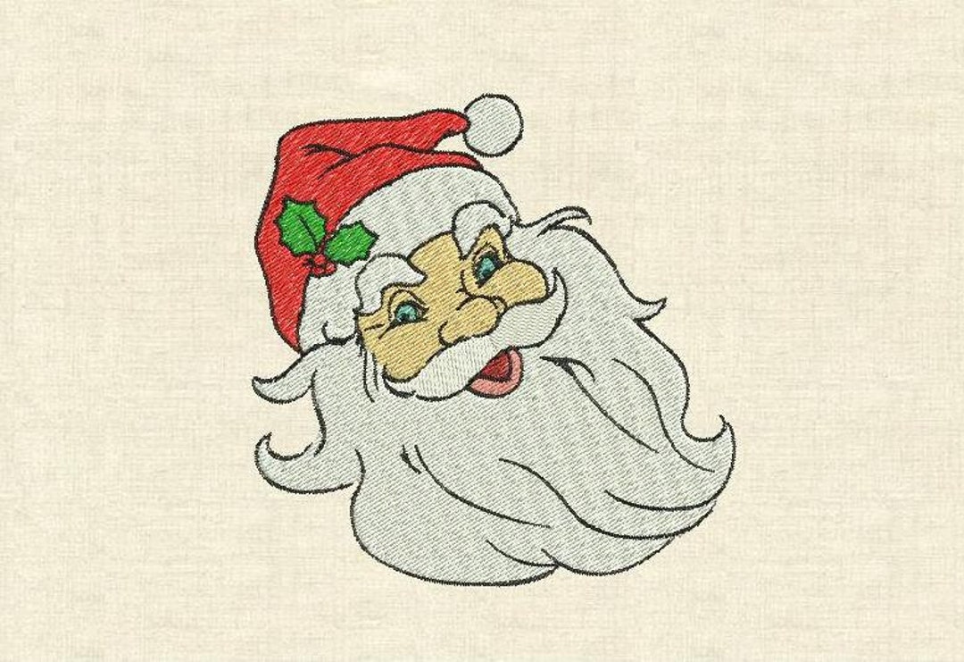 Machine Embroidery Design Santa Claus Face Christmas - Etsy