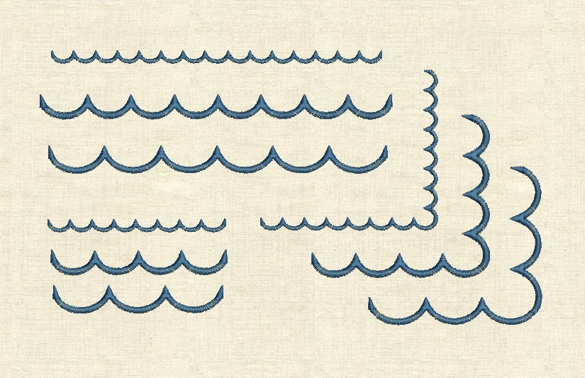 Scallop Borders and Corners Set Machine Embroidery Designs - Etsy