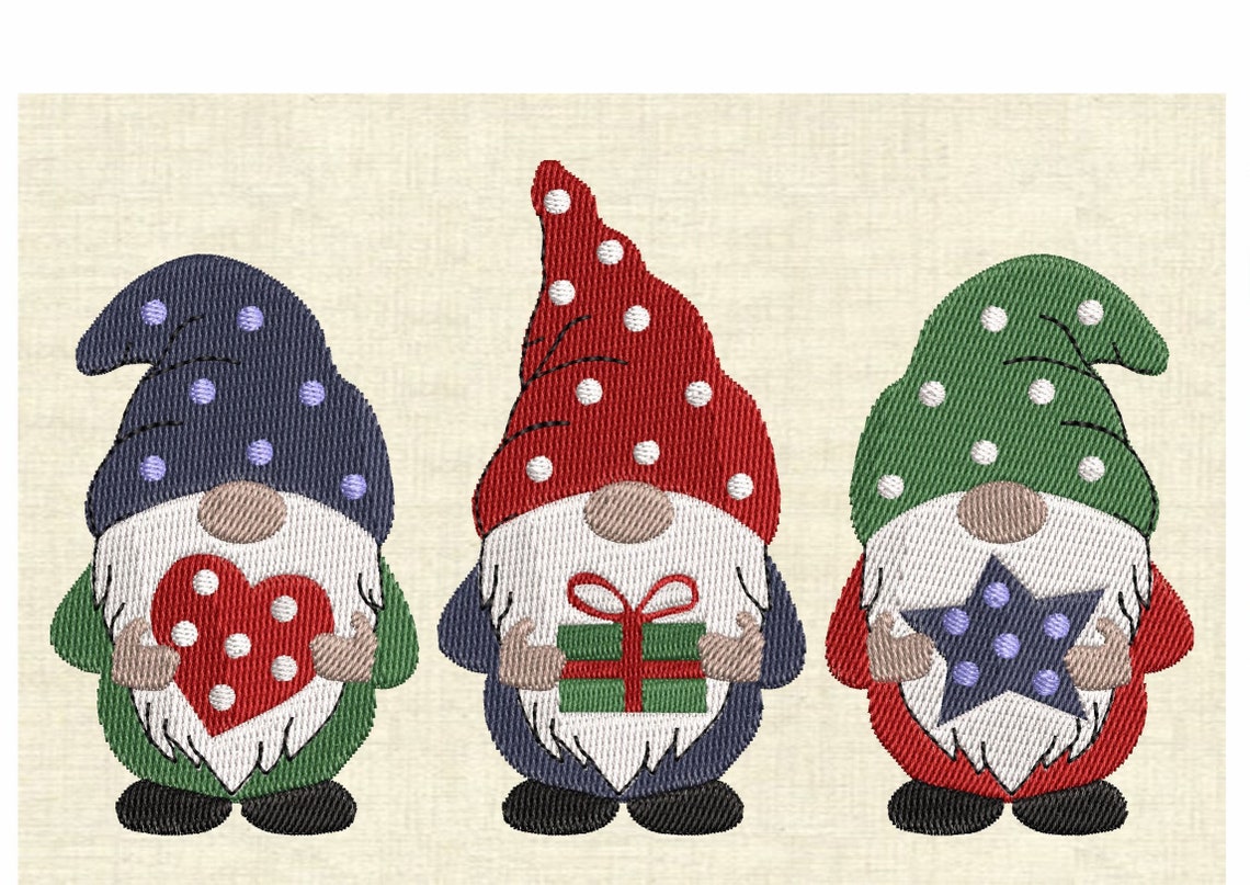Ensemble de 3 modèles de broderie de machine gnomes | Etsy France