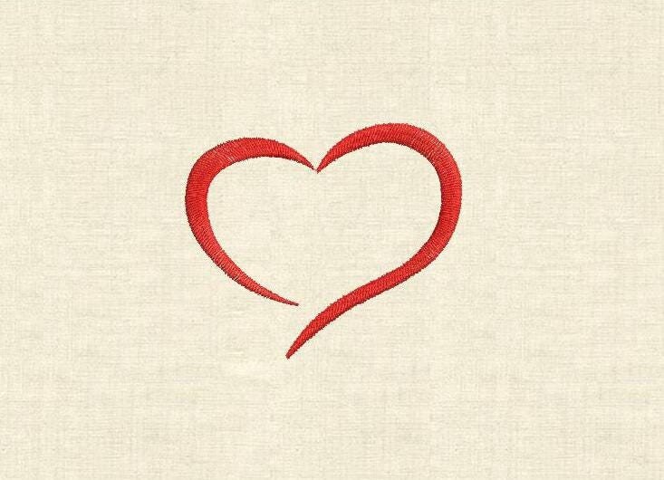 Heart in 6 Sizes Machine Embroidery Design Heart | Etsy