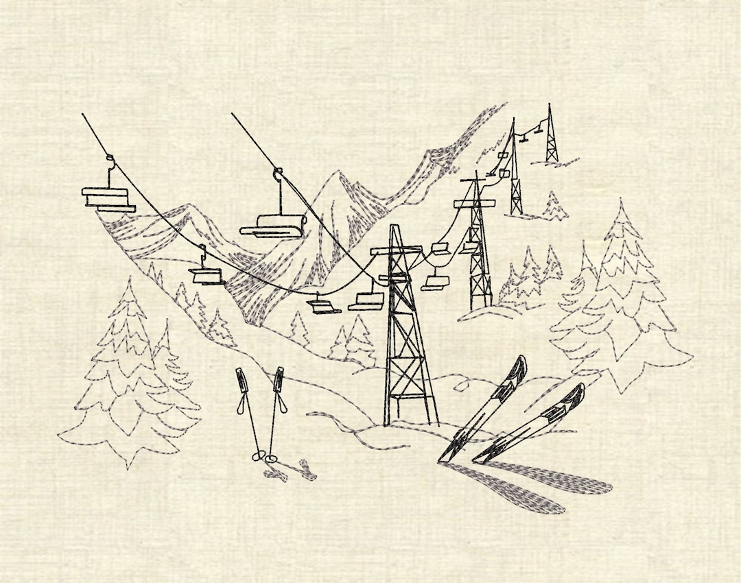 Ski Scene Mountain Machine Embroidery Designs Snow - Etsy