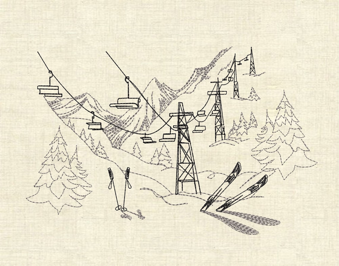 Ski Scene Mountain Machine Embroidery Designs Snow - Etsy Canada