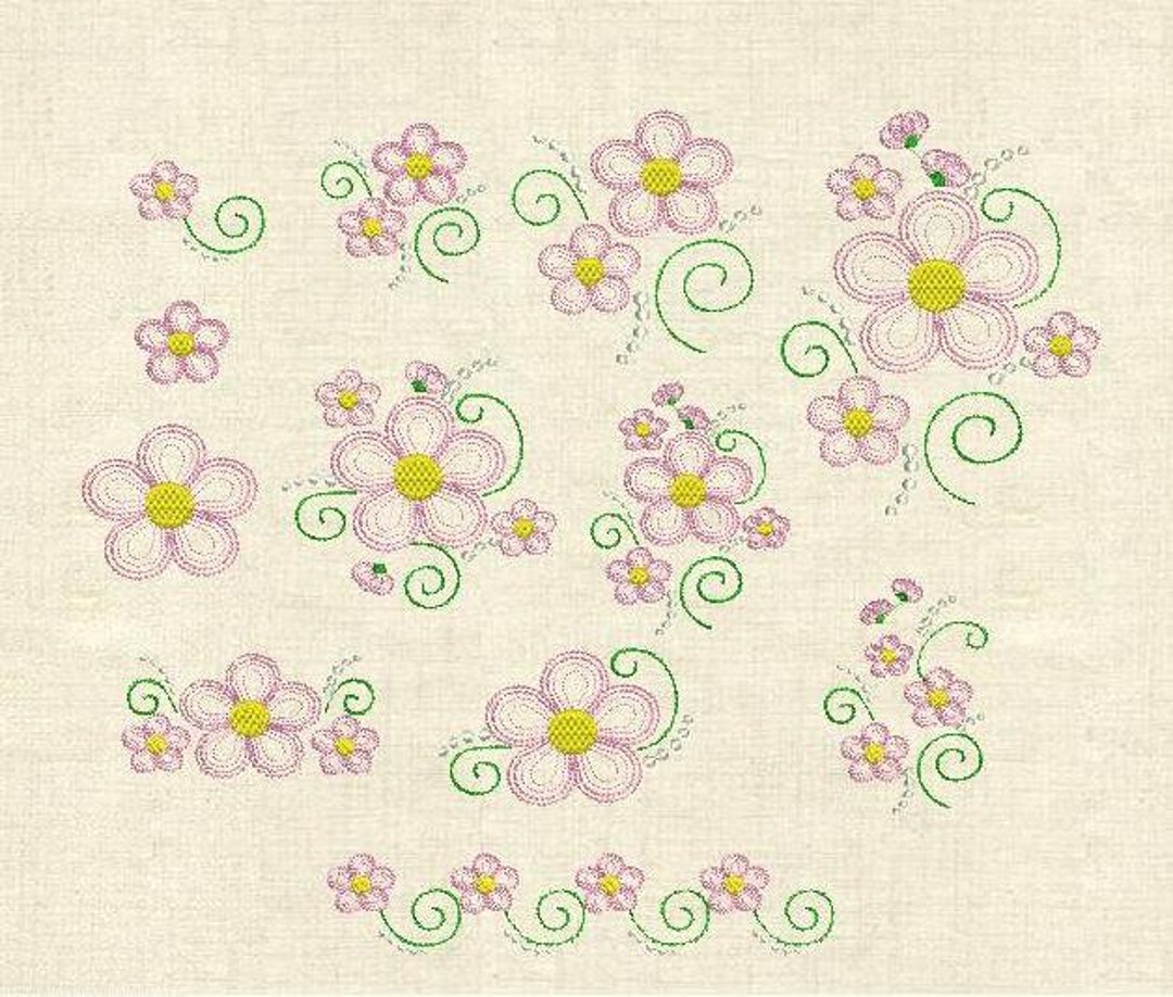 Flowers Set Machine Embroidery Designs - Etsy