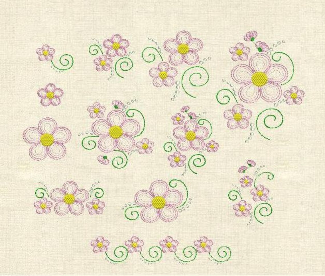 Machine Embroidery Designs Set Flowers - Etsy
