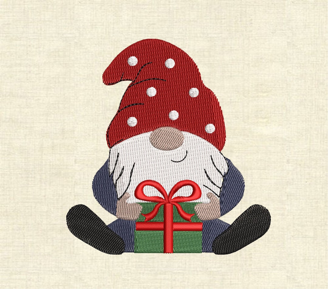 Machine Embroidery Designs Gnome With Gift - Etsy