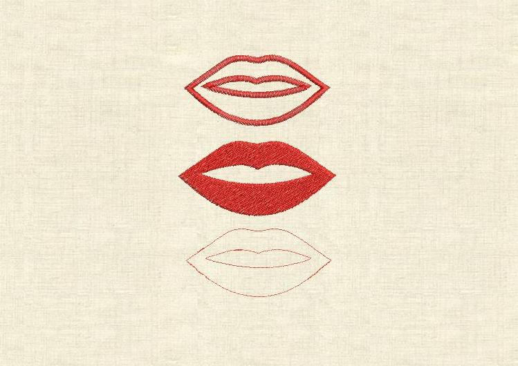 Machine Embroidery Design Lips Kiss Applique Single Stitch and | Etsy