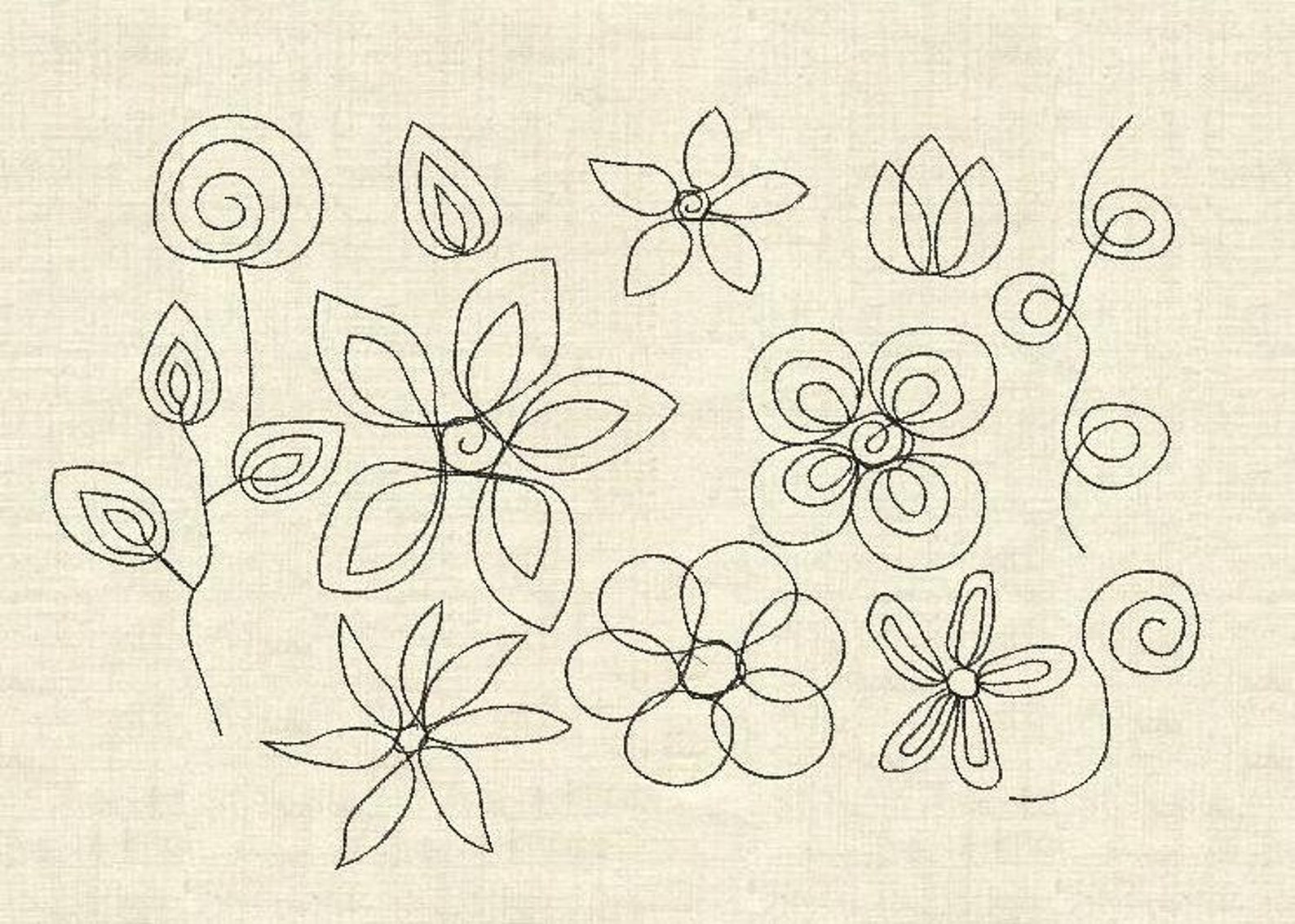 Machine Embroidery Designs Set Doodle Flower Lines - Etsy