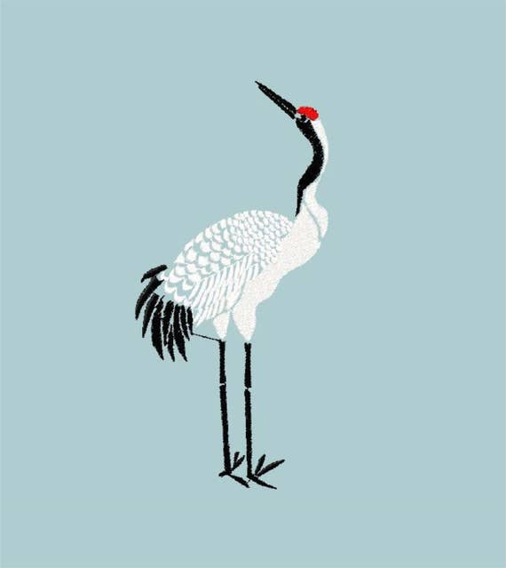 Machine embroidery designs cranes Japanese embroidery | Etsy