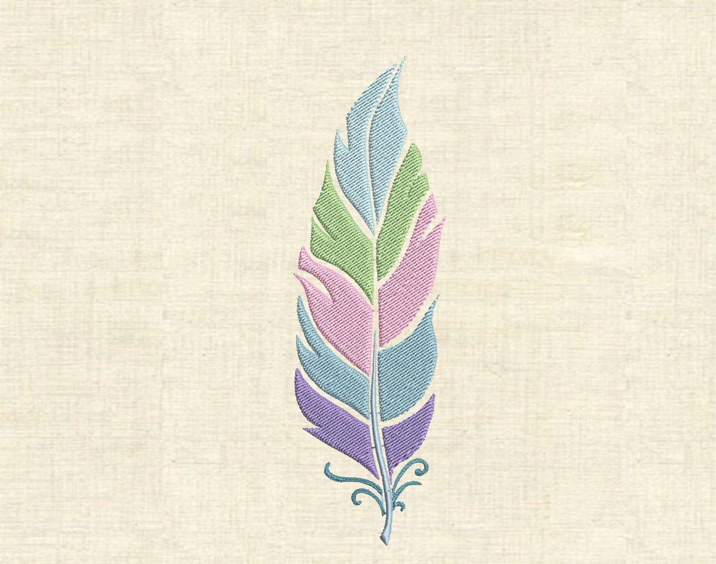 Machine Embroidery Design Colorful Feather - Etsy