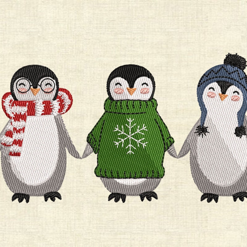 Penguin Embroidery Design - Etsy