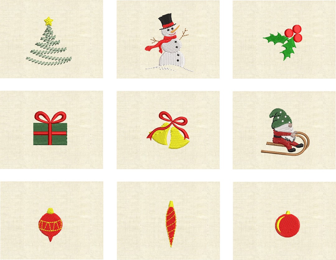 Mini Christmas Designs Set of 9 Machine Embroidery - Etsy