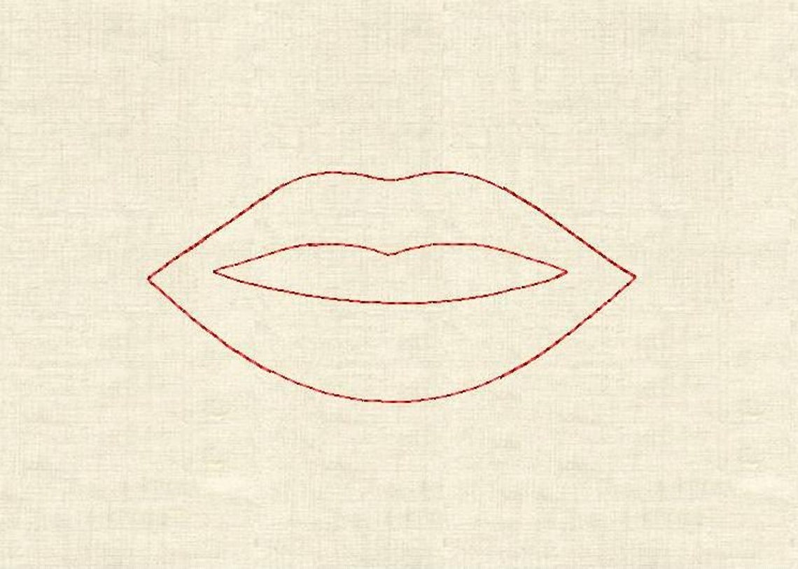 Machine Embroidery Design Lips Kiss Applique Single Stitch and - Etsy