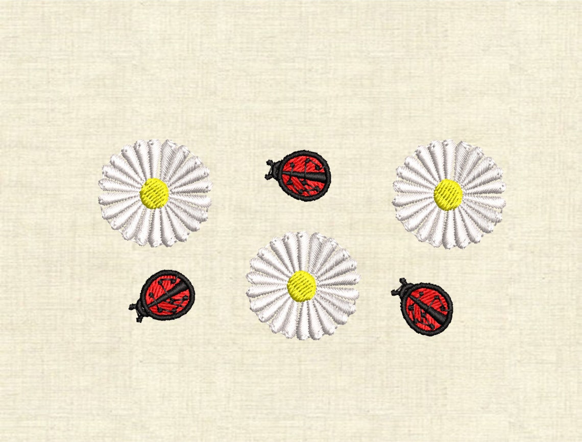Set of 11 Machine Embroidery Designs Set Ladybugs Daisies and | Etsy