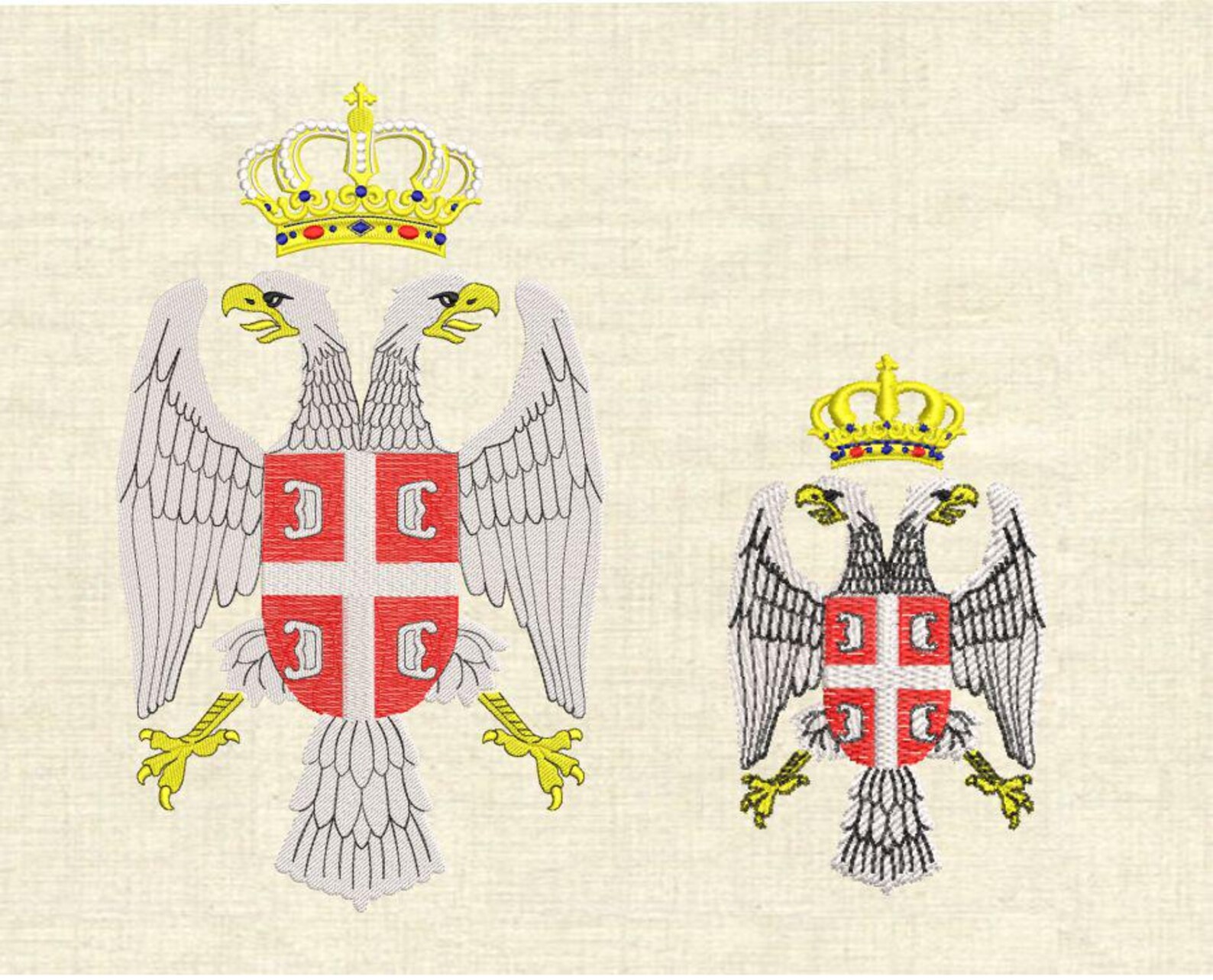 Serbian National Coat of Arms Crest Eagles Machine Embroidery Designs ...