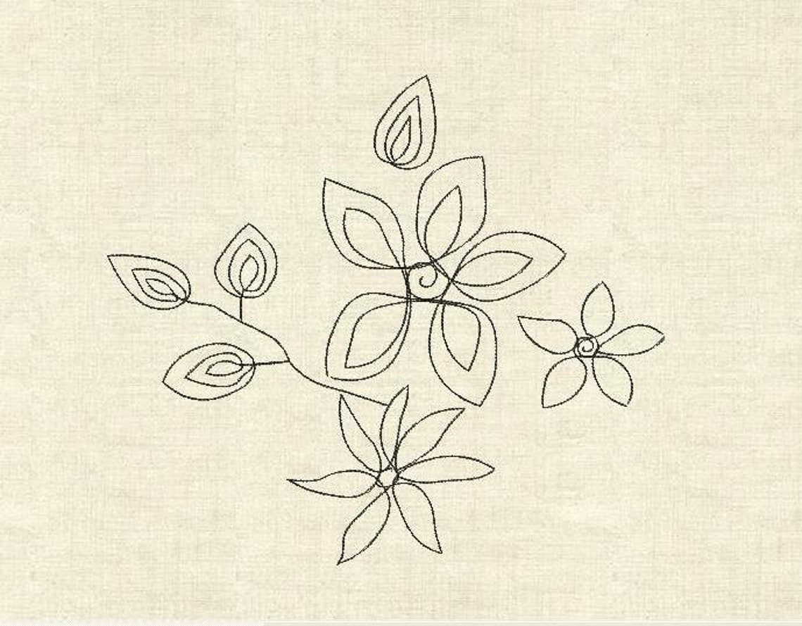 Machine Embroidery Designs Set Doodle Flower Lines - Etsy