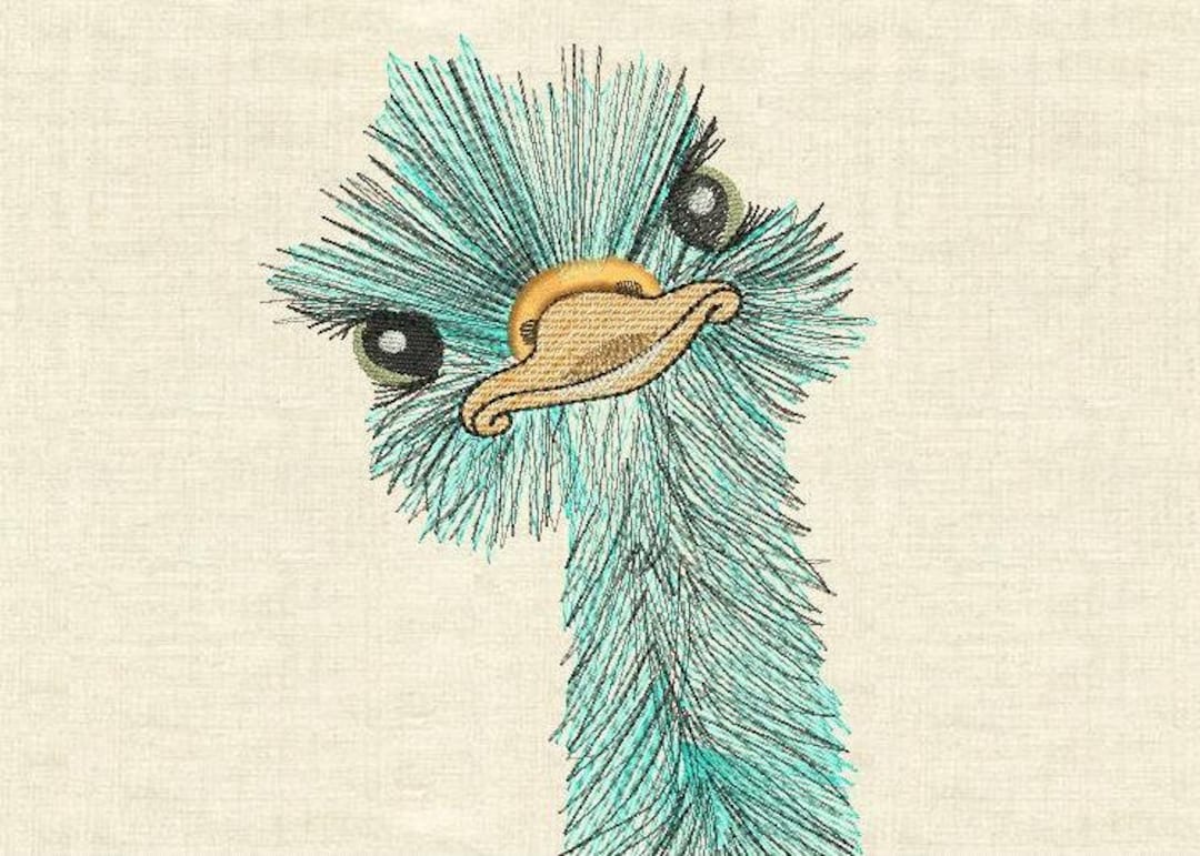 Blue Ostrich Machine Embroidery Designs Birds - Etsy