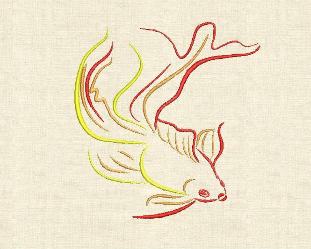 Machine Embroidery Designs Gold Fish Embroidery - Etsy