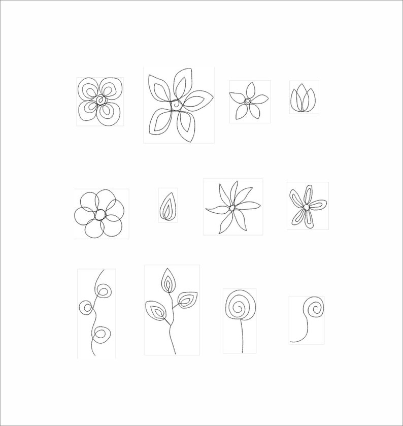 Machine Embroidery Designs Set Doodle Flower Lines - Etsy