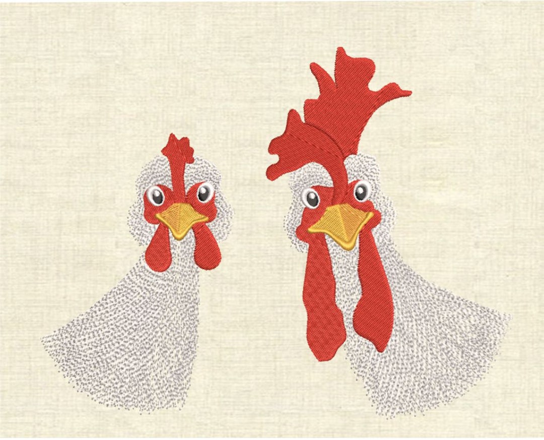 Rooster and Hen Set of 2 Machine Embroidery Designs Chickens - Etsy