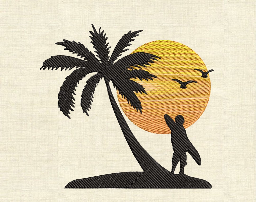 Mini Machine Embroidery Design Surfing Until Night - Etsy