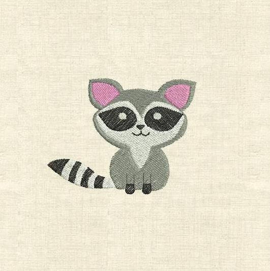Machine embroidery designs cute animals raccoon | Etsy