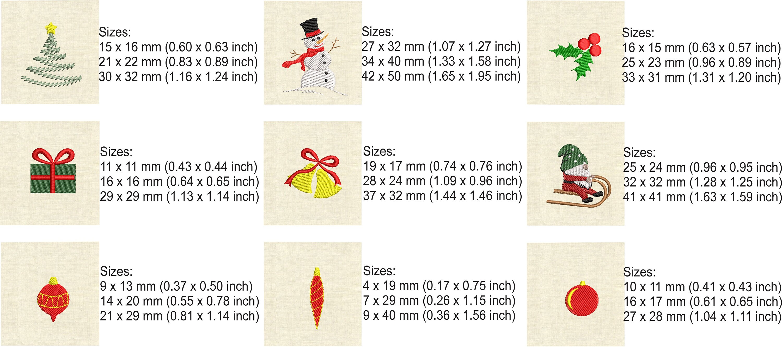 Mini Christmas Designs Set of 9 Machine Embroidery - Etsy