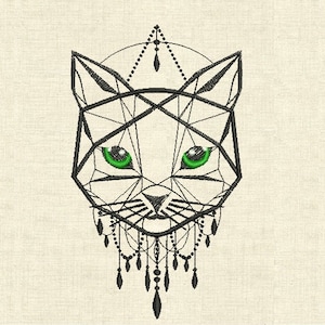 Machine Embroidery Designs Polygon Line Cat - Etsy