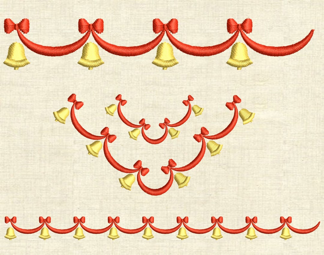 Machine Embroidery Designs Christmas Bells Borders and Corners - Etsy