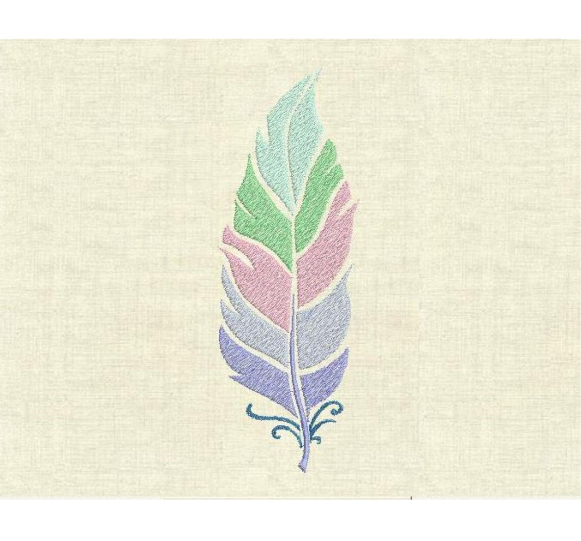 Machine Embroidery Design Colorful Feather - Etsy