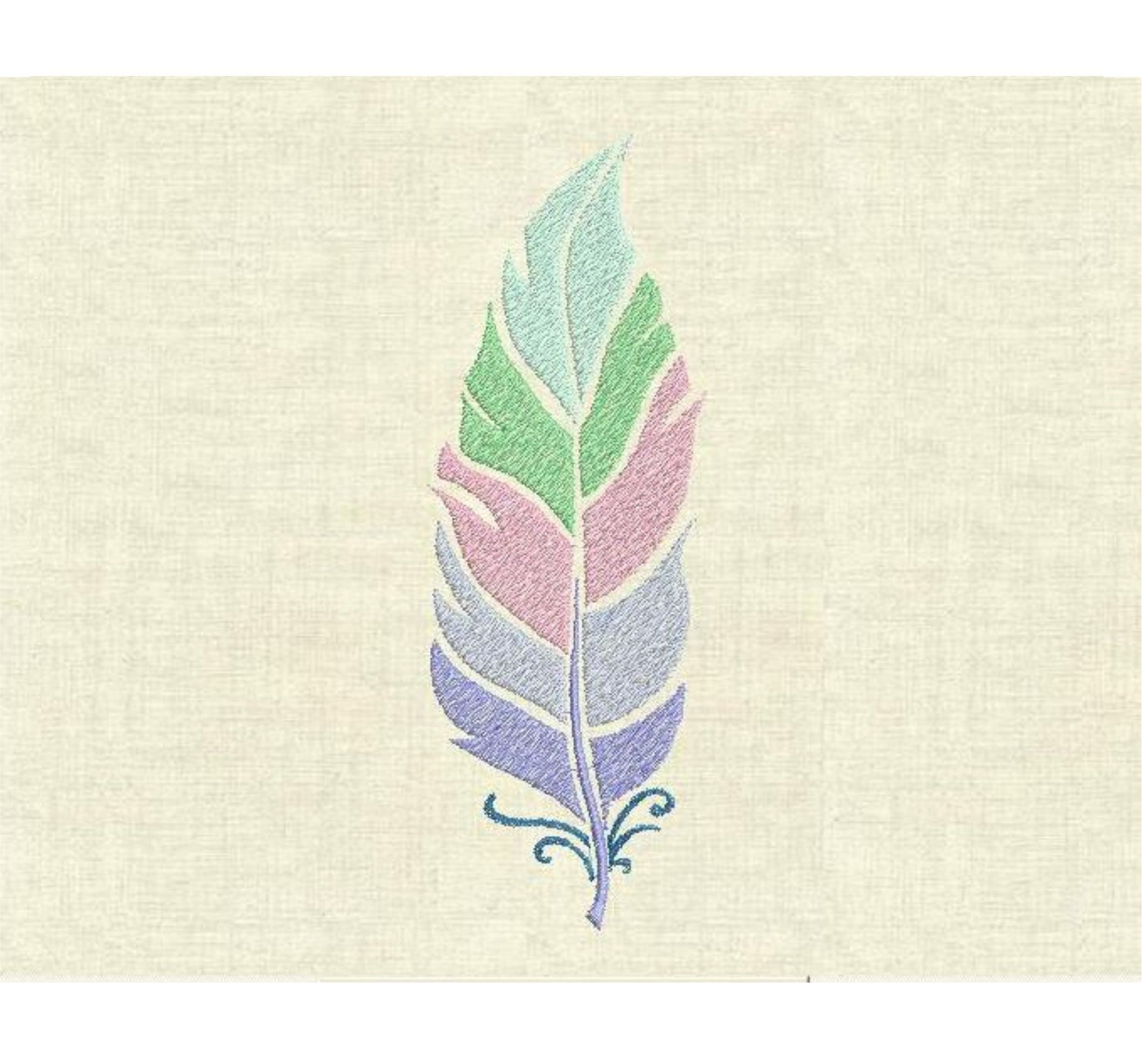 Machine Embroidery Design Colorful Feather - Etsy