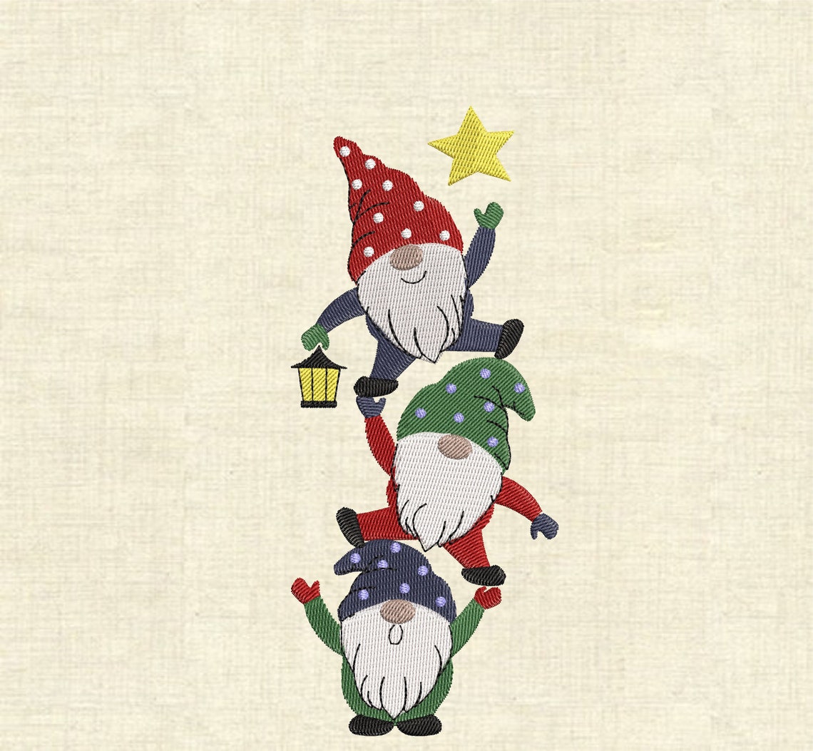 Machine Embroidery Designs Three Gnomes - Etsy