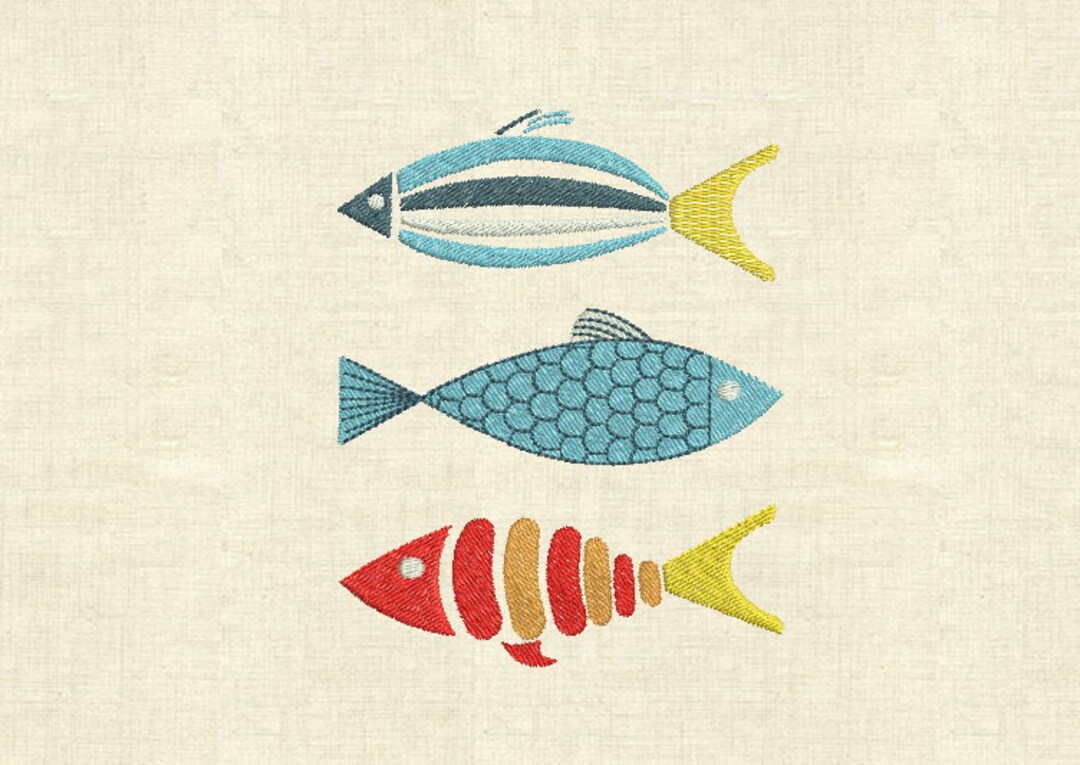 3 Fishes Set Machine Embroidery Designs Embroidery Bundle - Etsy