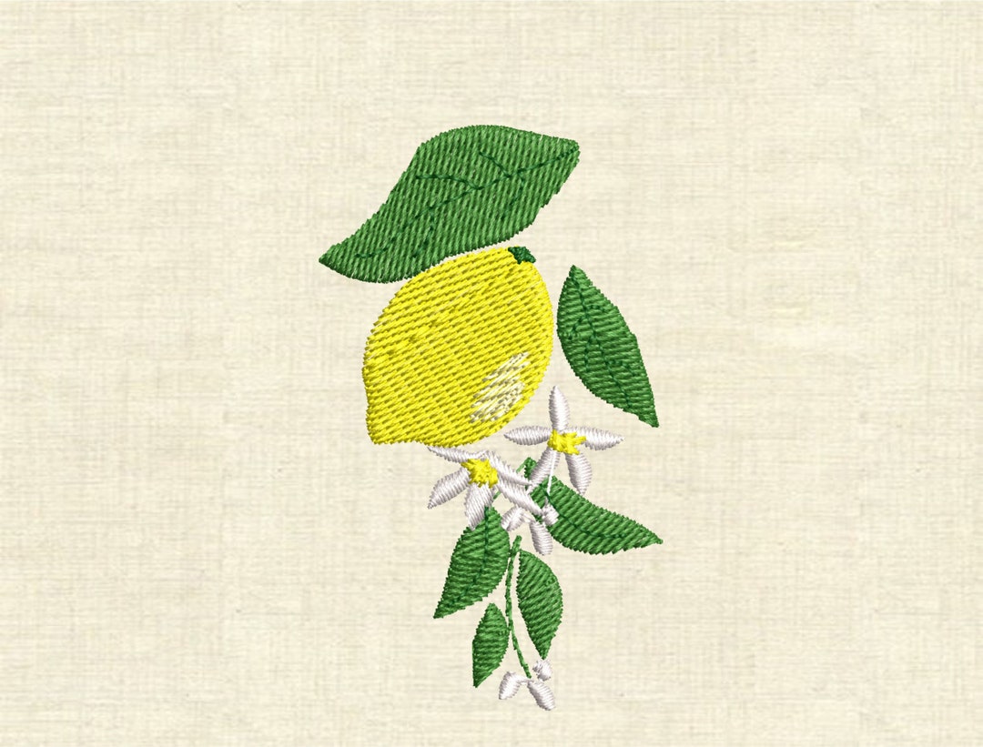 Lemon With Blooms Machine Embroidery Design Fruit Kitchen - Etsy