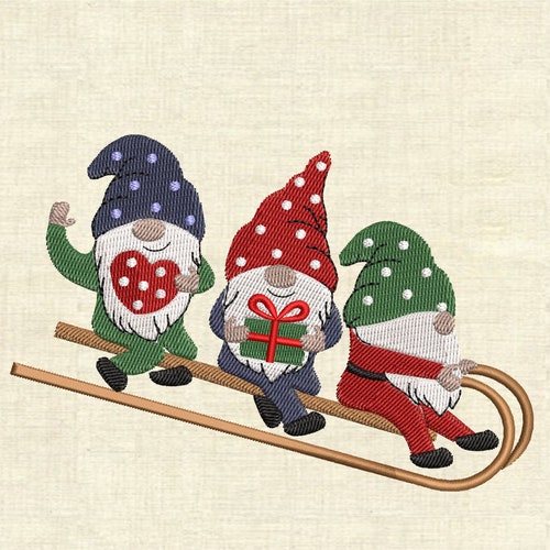 Machine Embroidery Designs Three Gnomes - Etsy