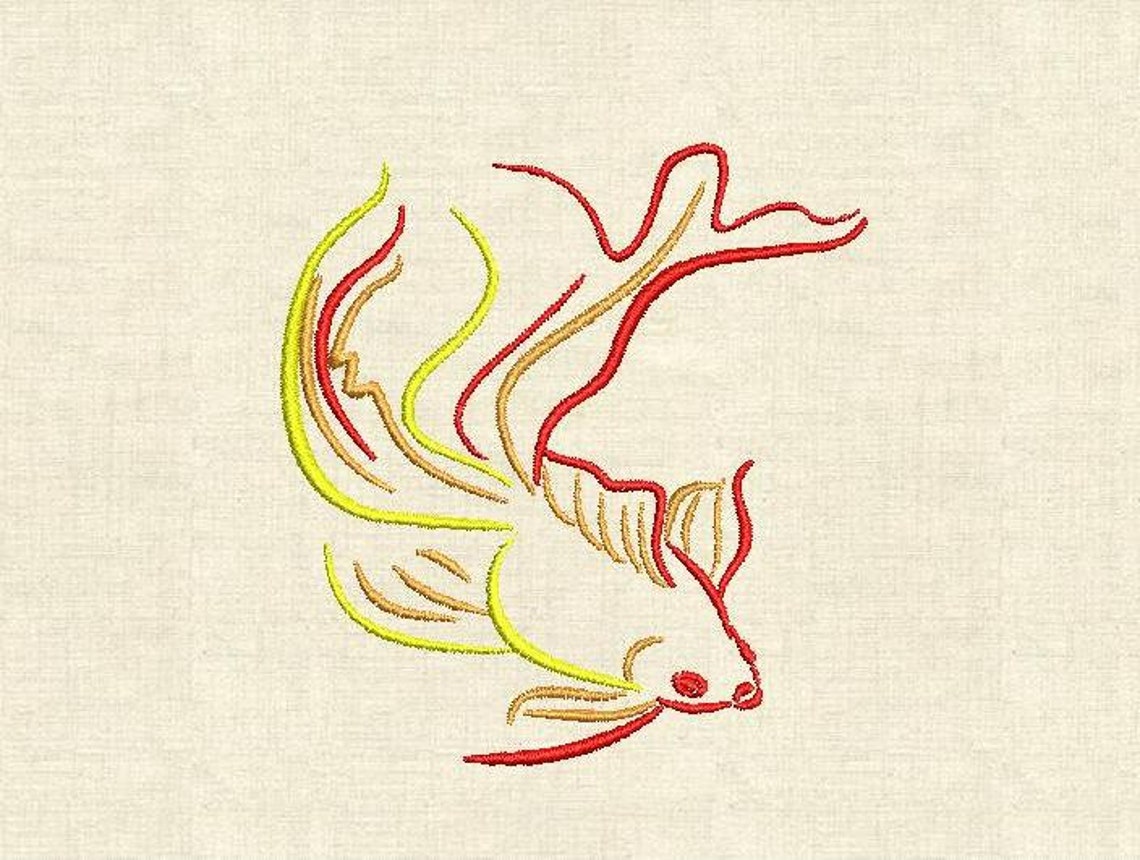 Machine Embroidery Designs Gold Fish Embroidery - Etsy