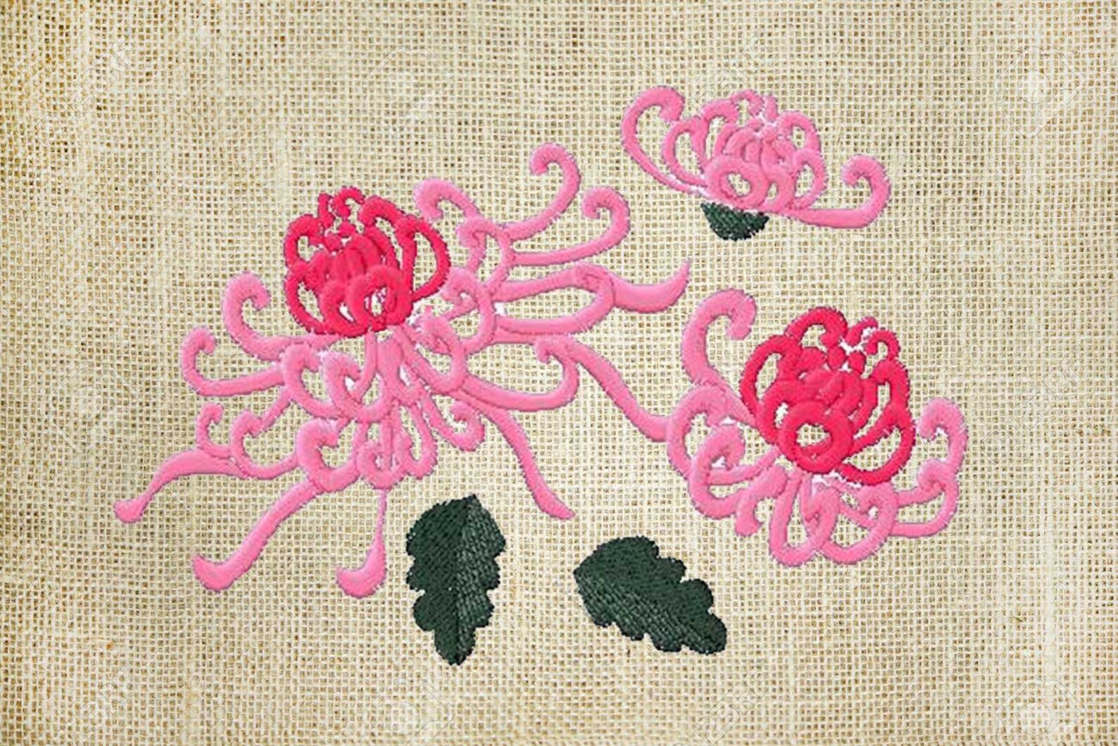 Machine Embroidery Flowers Japanese Embroidery Chrysanthemum - Etsy