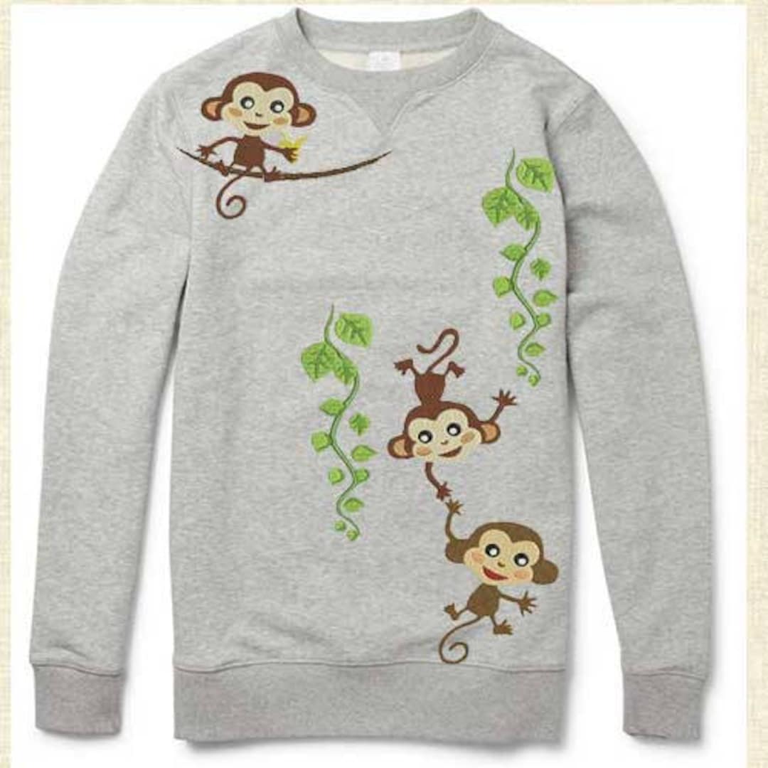 Machine Embroidery Designs Set Monkeys - Etsy