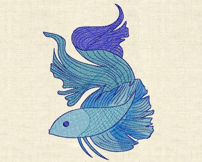 Fighting Fish Machine Embroidery Designs, Japanese Embroidery - Etsy
