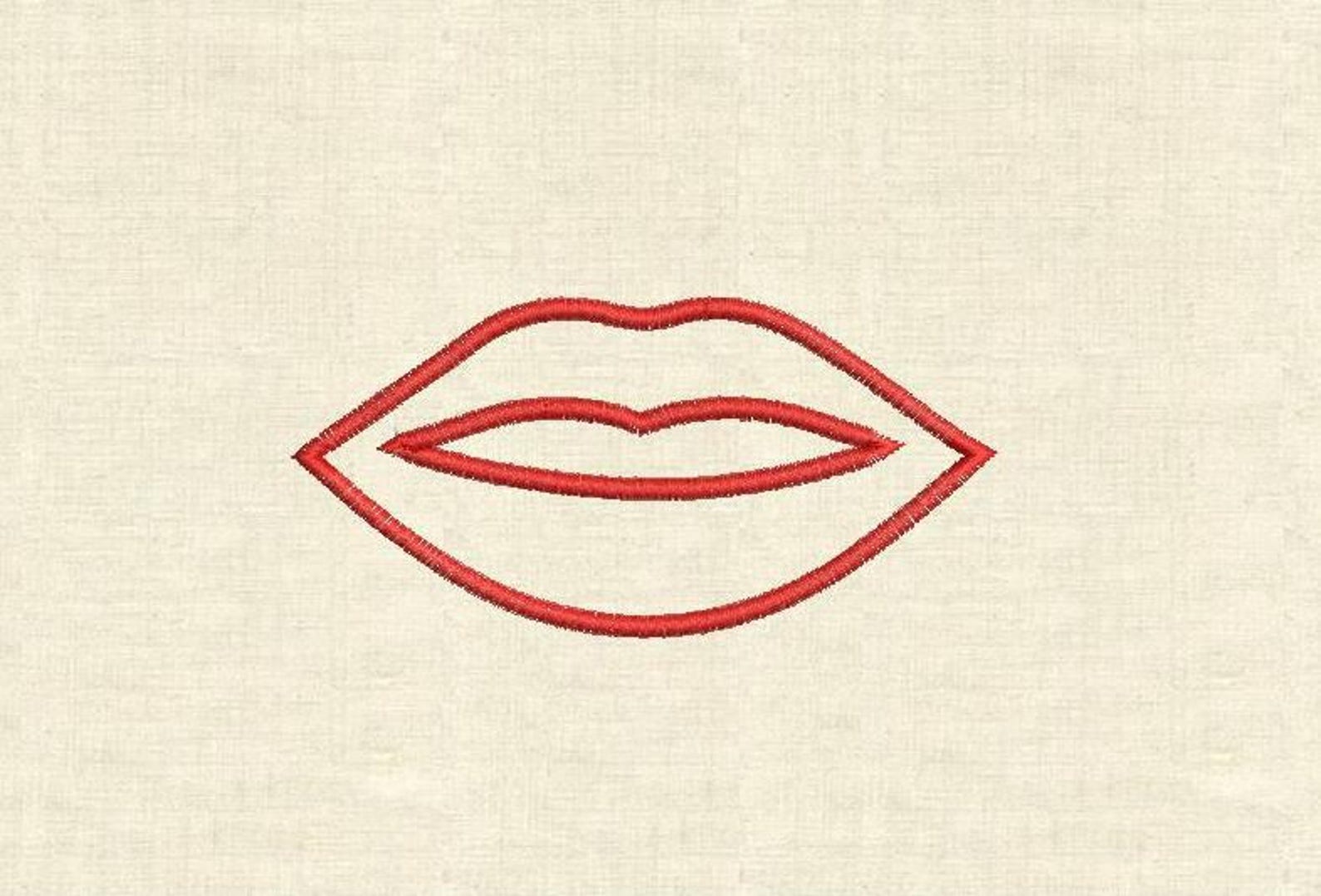 Machine Embroidery Design Lips Kiss Applique Single Stitch and | Etsy