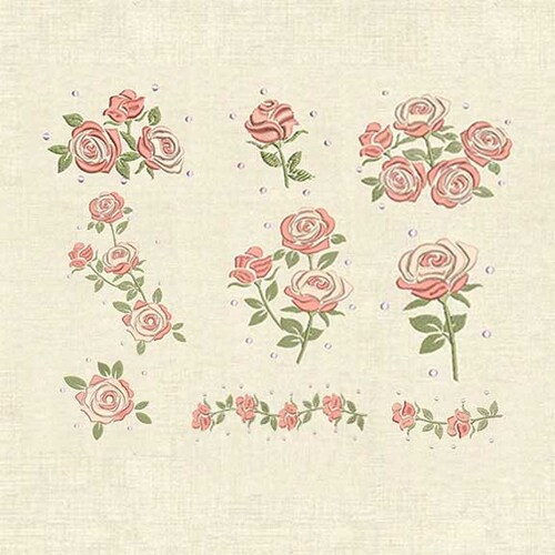 Roses Machine Embroidery Designs Flowers Set - Etsy