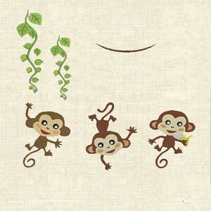 Machine Embroidery Designs Set Monkeys - Etsy