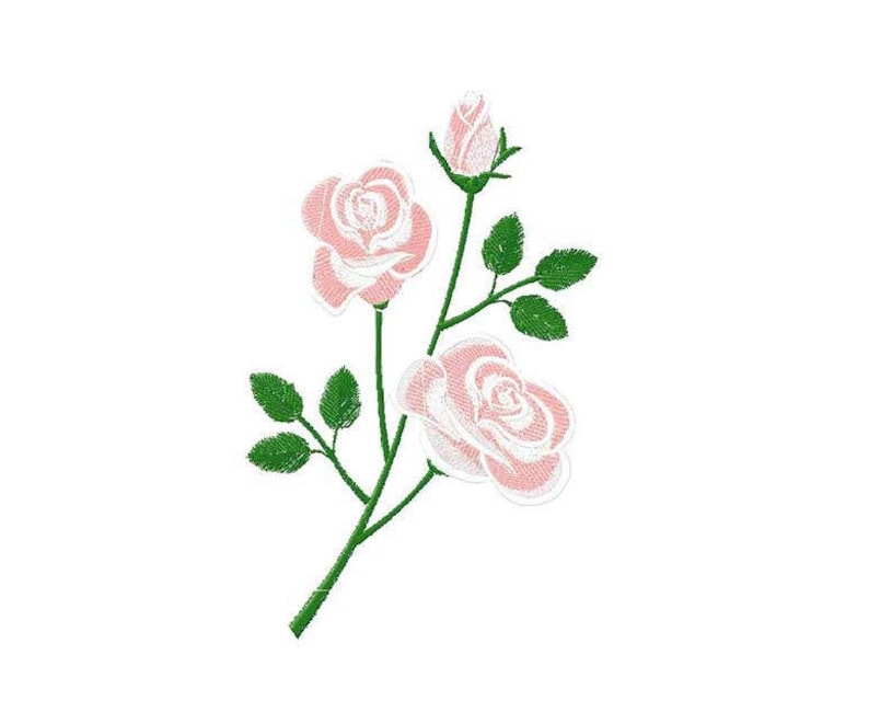 Machine Embroidery Design Rose With Bud - Etsy